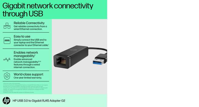 4Z7Z7AA, HP USB 3.0 to Gig RJ45 Adapter G2 - Adapter - Digital | EET