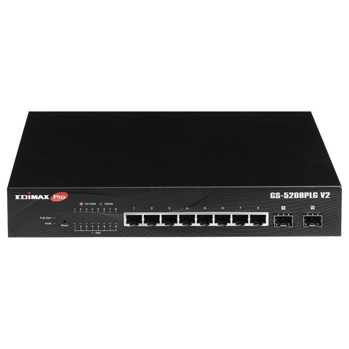 GS-5208PLG V2, Edimax 10-Port Gigabit PoE+ Web Smart Switch with 2 SFP ...
