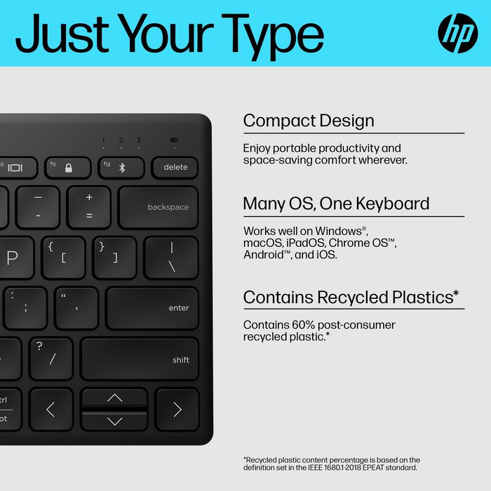 692S9AA#ABB, HP 355 Compact Multi-Device Bluetooth Keyboard Used for ...