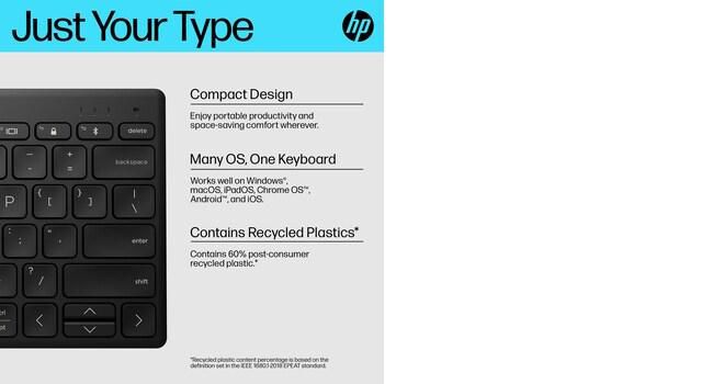 692S9AA#ABB, HP 355 Compact Multi-Device Bluetooth Keyboard Used for ...