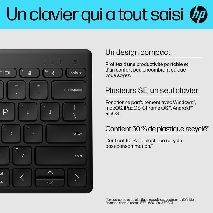 692S9AA#ABB, HP 355 Compact Multi-Device Bluetooth Keyboard Used for ...
