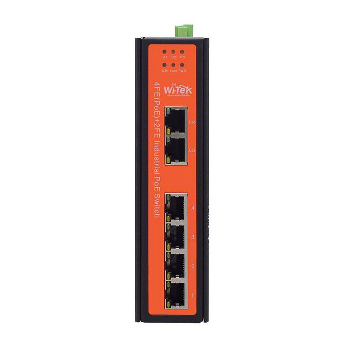 WI-PS206-I V2, Wi-Tek 4FE+2FE INDUSTRIAL POE SWITCH(65W) | EET