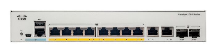 C1000-8FP-2G-L, Cisco 8x 10/100/1000 Ethernet PoE+ ports, 120W PoE ...