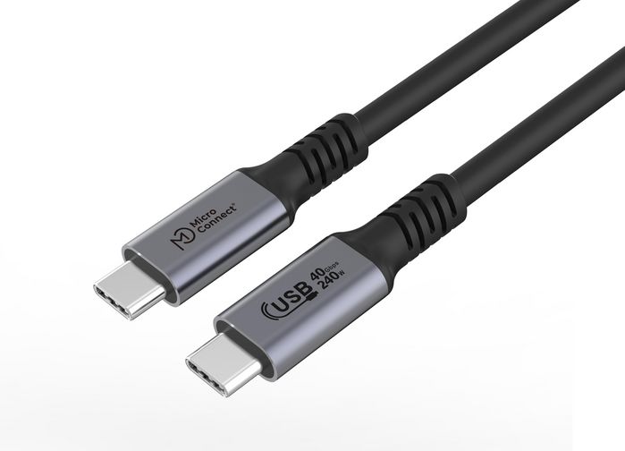 USB4CC1-240W, MicroConnect USB-C cable 1m, 240W, 40Gbps, USB4 Gen 3x2 | EET