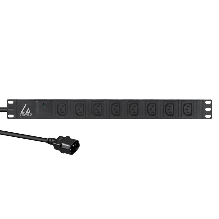 LVR-2MC14-SPD-C13X8, Lanview 19'' rack mount power strip, 2m, 13A with 8 x C13 outlets | EET
