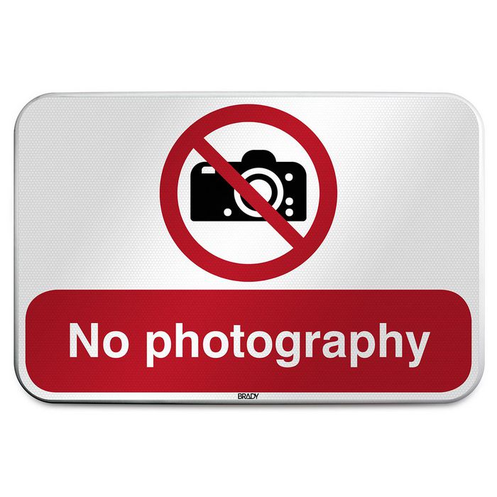 P/P029/EN215/RFLBD-600X400-1, Brady ISO Safety Sign - No photography | EET
