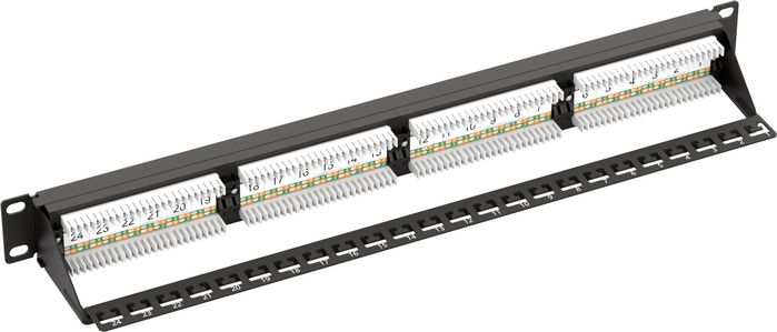 PP-004, MicroConnect 19" UTP Cat.6 patch panel, 24 port, Dual, IDC | EET