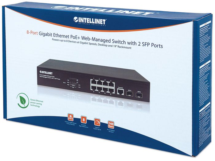 561167, Intellinet 8-Port Gigabit Ethernet PoE+ Web-Managed Switch with ...