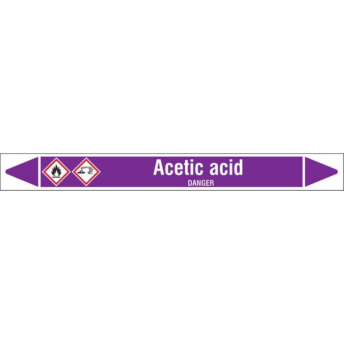 ACETIC ACID 355X37RL-T1-LL-P21, Brady Individual linerless Pipe Markers ...