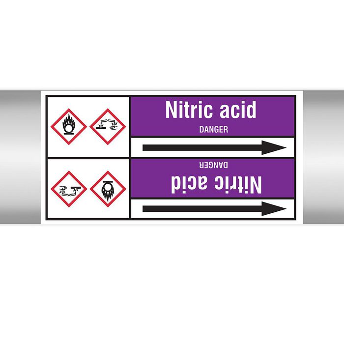NITRIC ACID 127X33RL-T2-P21, Brady Roll form Pipe Markers with liner ...