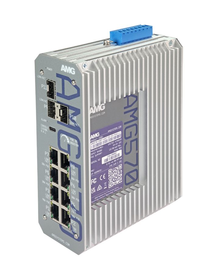 AMG570-2GBT-4GAT-2G-3S-P190-LV, AMG Industrial 11 Port Managed Switch ...